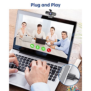 Webcam with Microphone, 1080P 30fps HD Webcams, USB 2.0 Computer Webcam, 3D Noise Reduction and Automatic Gain Web Cam for PC Mac Laptop Desktop,Video Calling, Online Classes and Video Conference