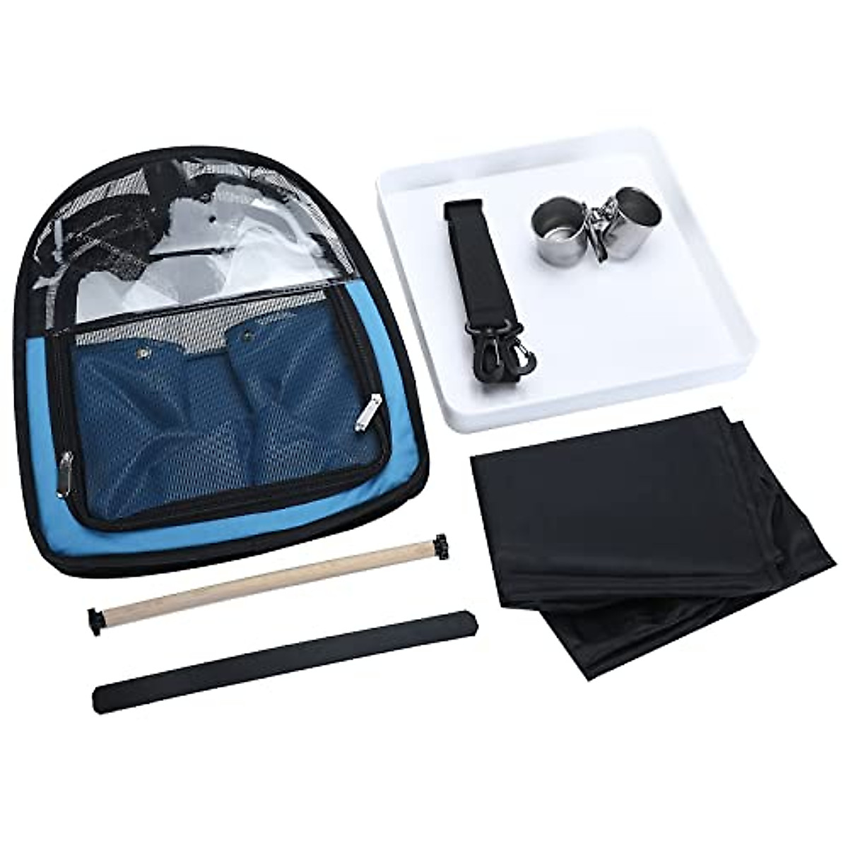 PetierWeit Bird Carrier Bird Travel Cage Parrots Travel Bag Lightweight Bird Travel Carrie Transparent Breathable Handy Crossbody Pet Travel Bag with Bottom Tray Shoulder Strap Stick Stand and Mug