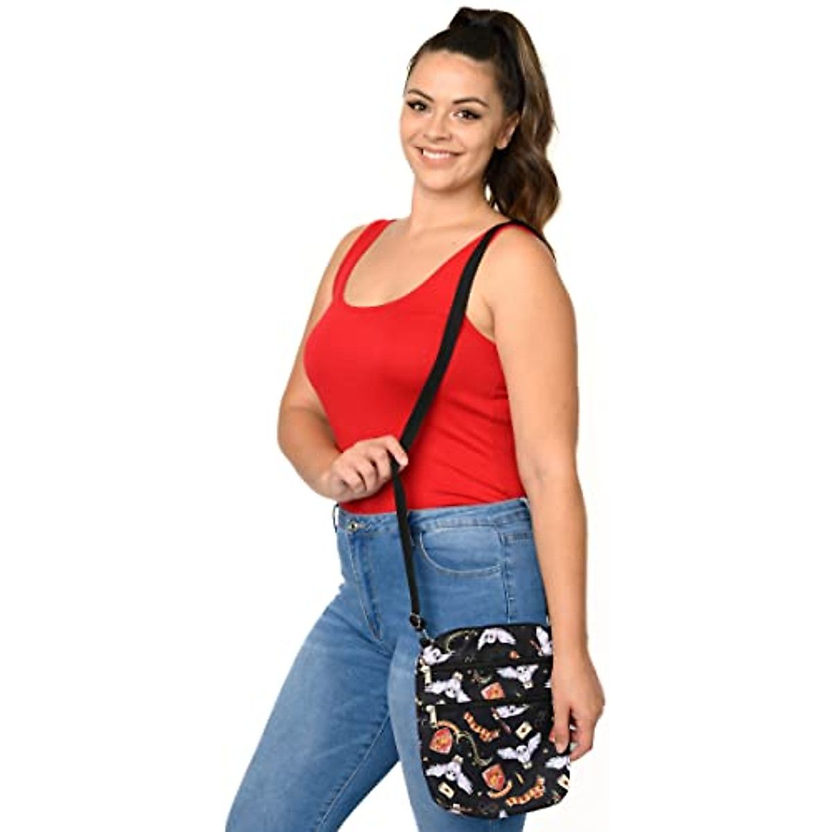 Harry Potter Crossbody Bag Hogwarts Gryffindor All Over Print Passport Travel