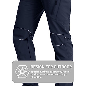 TACVASEN Men's Tactical Stretch Pants Quick-Dry Fishing Travel Hiking Pants Navy, 40