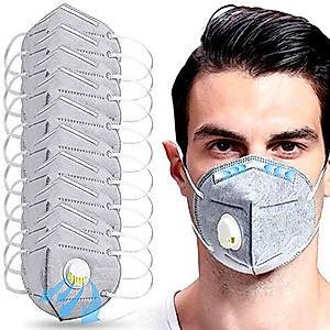 Face Mask Disposable 10 Pack | Sport Face Mask with Breathing Valve Grey | Face Mask for Women and Men | Disposable Face Masks Lightweight with Earloops , Breathable and Comfortable!