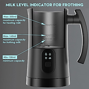 Electric Milk Frother, 4 in 1 Milk Steamer,11.8oz/350ml Automatic Warm and Cold Foam Maker for Coffee,Latte, Cappuccino, Macchiato, Hot Chocolate