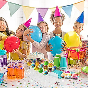 2Pack Upgraded Acrylic Cake Pop Display Stand 15 Hole Clear Acrylic Lollipop Holder with 50Pcs Lollipop Sticks, 50Pcs Packaging Bags and 50Pcs Gold Metallic Twist Ties