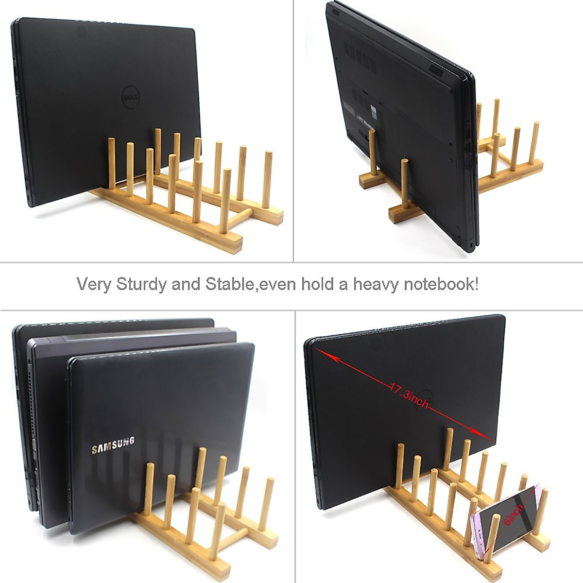 INNERNEED Bamboo Wooden Dish Rack Plates Holder Compact Kitchen Storage Cabinet Organizer for Dish/Plate/Bowl/Cup/Pot Lid/Cutting Board