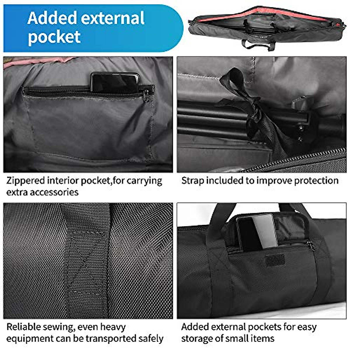 HEMMOTOP Tripod Carrying Case Bag 39x7x7in/100x18x18cm Heavy Duty with and Shoulder Strap Padded Carrying Bag for Light Stands, Boom Stand,Tripod,Mic Stand and Tent Pole