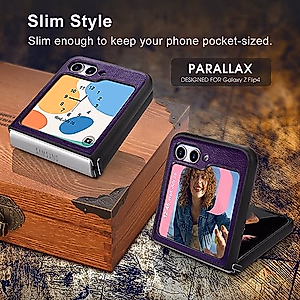 Belemay for Samsung Galaxy Z Flip 5 Case-Genuine Leather+Soft TPU Bumper-Protective Slim Cover-Shockproof Samsung Z Flip5 Phone Case Compatible with Samsung Galaxy Z Flip 5 (5G 2023)-Royal Purple