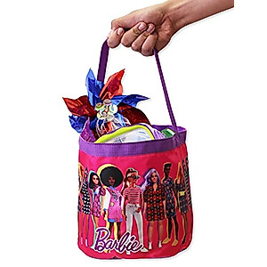 Barbie Collapsible Nylon Basket Bucket Tote Bag (One Size, Pink)