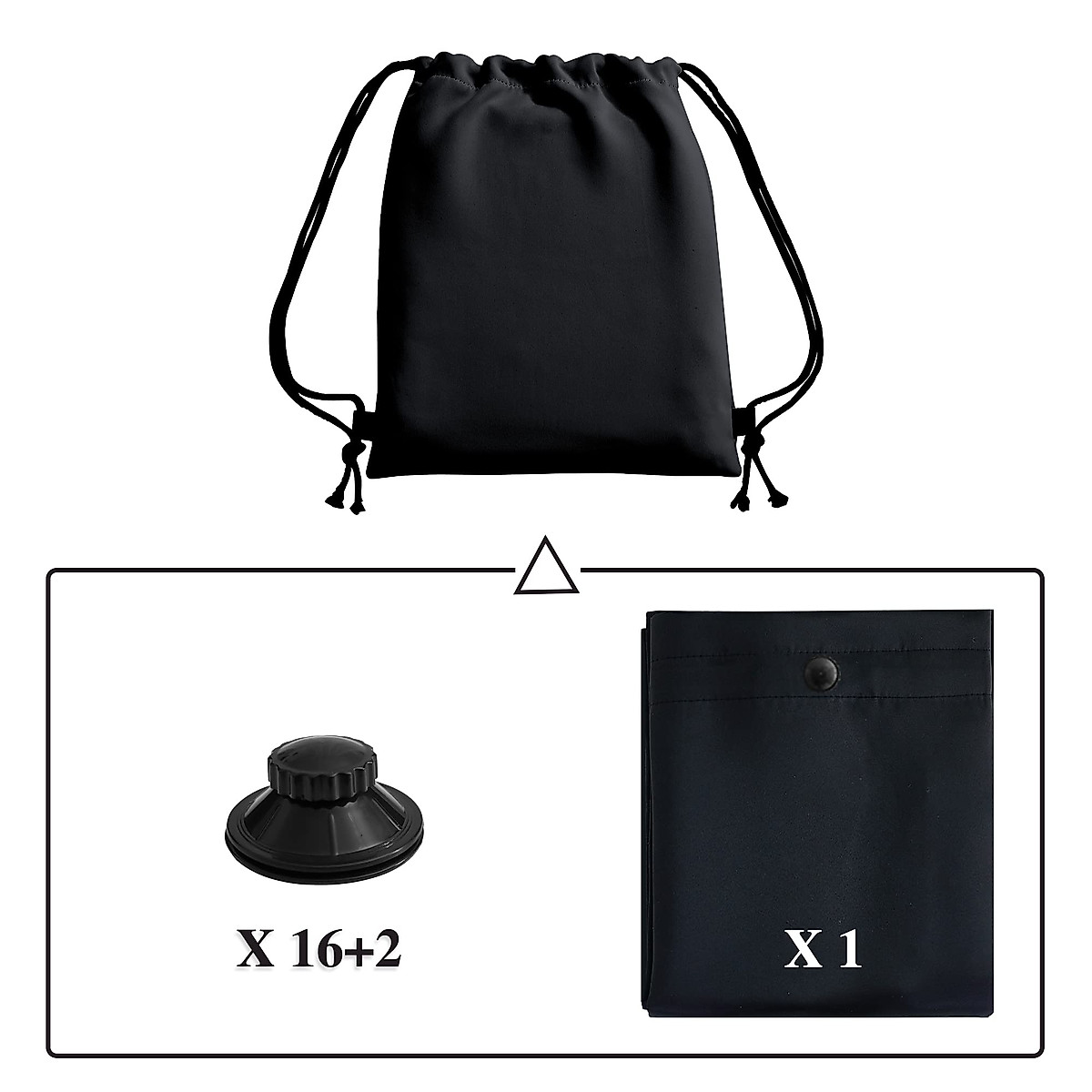 StangH Blackout Blind Shades for Curtain Liners - Temporary Travel Portable Adjustable Light Blocking Curtains for Car/Bay/Roof Window/Sliding Door/Nursery, Black, W51 x L78, 1 Panel