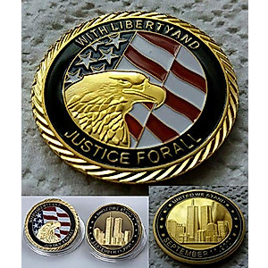 2001 United States of America World Trade Centre September 9/11 Commemorative 'UWS' United we Stand 24kt Liberty Gold Plated Brass Challenge Coin