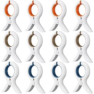 Lallisa 12 Pcs Beach Towel Clips for Beach Chairs Silicone Plastic Strong Clip Strong Beach Chair Clips Hanging Plastic Clothespins Clothes Pins Quilt Drying Clip for Lounge Chairs Beach Accessories