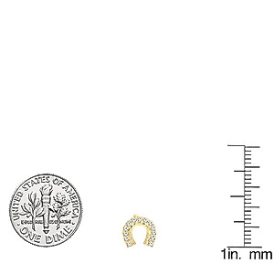 Dazzlingrock Collection 0.13 Carat (ctw) 14K Round White Diamond Ladies Horse Shoe Earrings, Yellow Gold