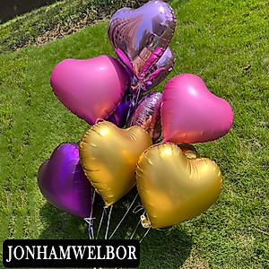 JONHAMWELBOR Red Heart Balloons Foil (18in 20Pcs) Helium or Air Filled Metallic Aluminum Heart Shape Mylar Balloons Decorations Supplies for Girl Women Birthday Wedding Bridal Baby Shower Party (Red)