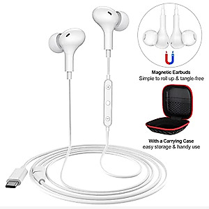 COOYA USB C Headphone Magnetic Wired Earbuds for Samsung S23 S22 Ultra S21 S20 FE A53 Note 20 10 Plus Galaxy Flip 4 Pixel 6 7 DAC HiFi Stereo in-Ear Earphone with Microphone for iPad Pro Oneplus 9 10