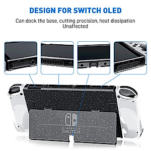 GLDRAM Upgrade Glitter Case for Nintendo Switch OLED 2021, Dockable PC Protective Cover for Switch OLED Console, and Ergonomic TPU Grip Case for Joycon - Sparkle Shell