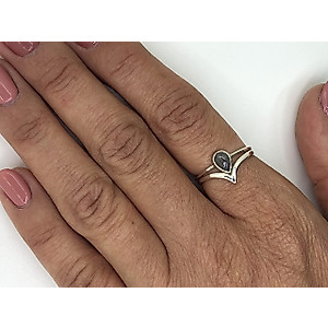 Koral Jewelry Labradorite Ethnic Vintage Gipsy Pear Stone Ring 925 Sterling Silver Tribal Boho Chic (7)