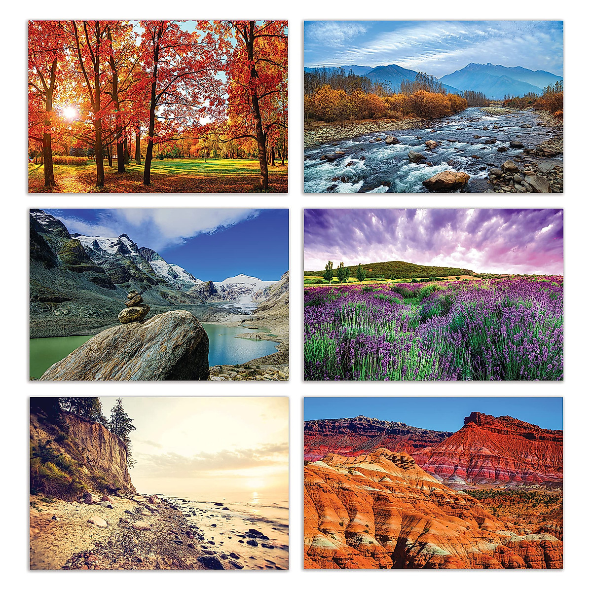 Better Office Products 50-Pack All Occasion Greeting Cards Box Set, 4 x 6 inch, 50 Assorted Blank Note Cards & 50 Envelopes, 6 Nature Photography Americana Designs, Blank Inside, 50 Pack