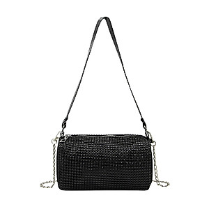 RARITYUS Women Crystals Sparkling Glitter Evening Clutch Handbag Mini Top Handle Purse with Chain for Party Wedding Prom