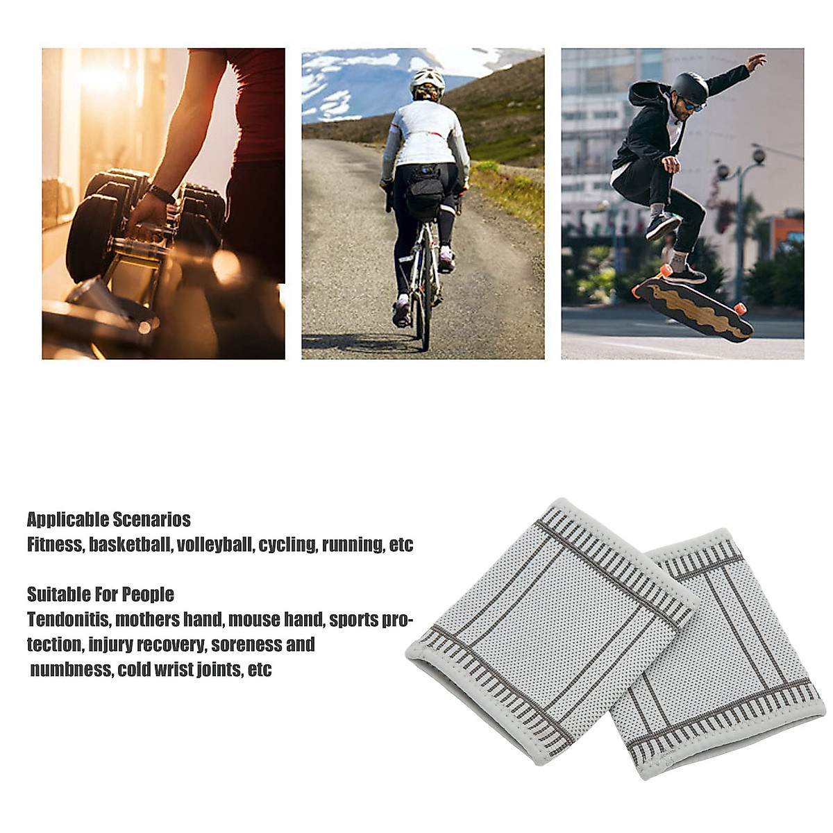 1 Pair Heating Wrist Brace, Breathable Skin Friendly Graphene Warm Wrist Support Sleeve, Wrist Joint Protector for Tendonitis Injury Recovery(L)