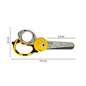 Fiskars Children's Animal Scissors with Bee Motif, From 4 years, length: 13 cm, For right and left handers, Stainless steel blade/plastic handles, Yellow, 1003747