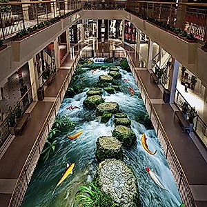 LoveHouse 3D Optical Illusion Rug for Living Room,Decorative Printing Area Rug Lotus Ocean Pattern,Large Washable Carpet Mat,Non Slip Hallway Nautical Runner Rug-D 100x300cm/39-118in