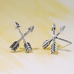 Boma Jewelry Sterling Silver Crossed Arrow Stud Earrings