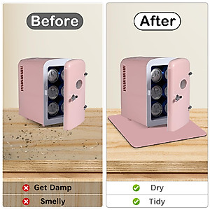 SUNICO Portable Mini Fridge Mat, 14x10 in Retro Compact Refrigerator Mat, Diatomite Quick Drying Mat, Non-slip Skincare Fridge Pad for Bedroom, Office, Countertop, Easy to Clean, Pink