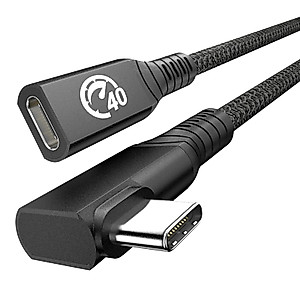 USB 4 Extension Cable 240W 1FT, Right Angle Thunderbolt 4/3 & USB C Male to Female Cable, PD 3.1 Fast Charging 40Gbps 8K@60Hz Video, Type C Extender Cord, for MacBook,iPad Pro/Air,Galaxy S24 S23