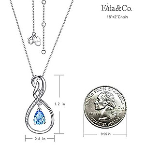 ELDA & CO. Birthday Gifts for Wife March Birthstone Aquamarine Necklace Mom Forever Love Infinity Pendant Sterling Silver Necklace