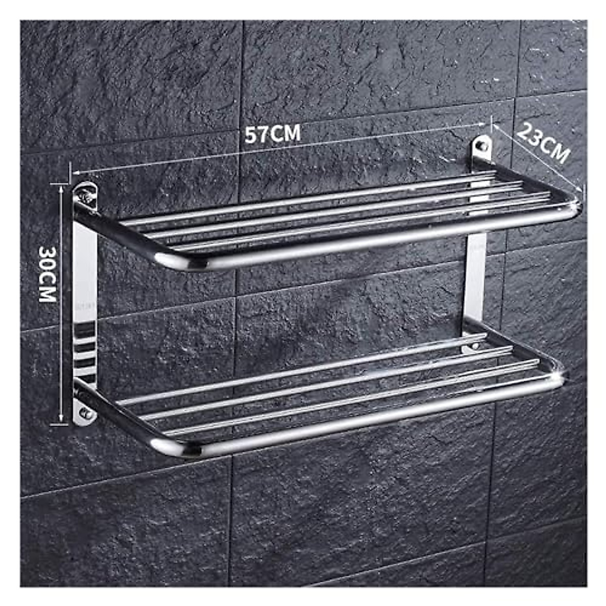 Towel Racks Towel Shelfs,Towel Shelf Towel Rack Bath Double Towel Shelves Holder 57Cm Towel Row Wall Mounted Towel Rail Bar Hotel Rail Shelf Storage Holder for Bathroom Kitchen/67Cm (Color : 57cm)