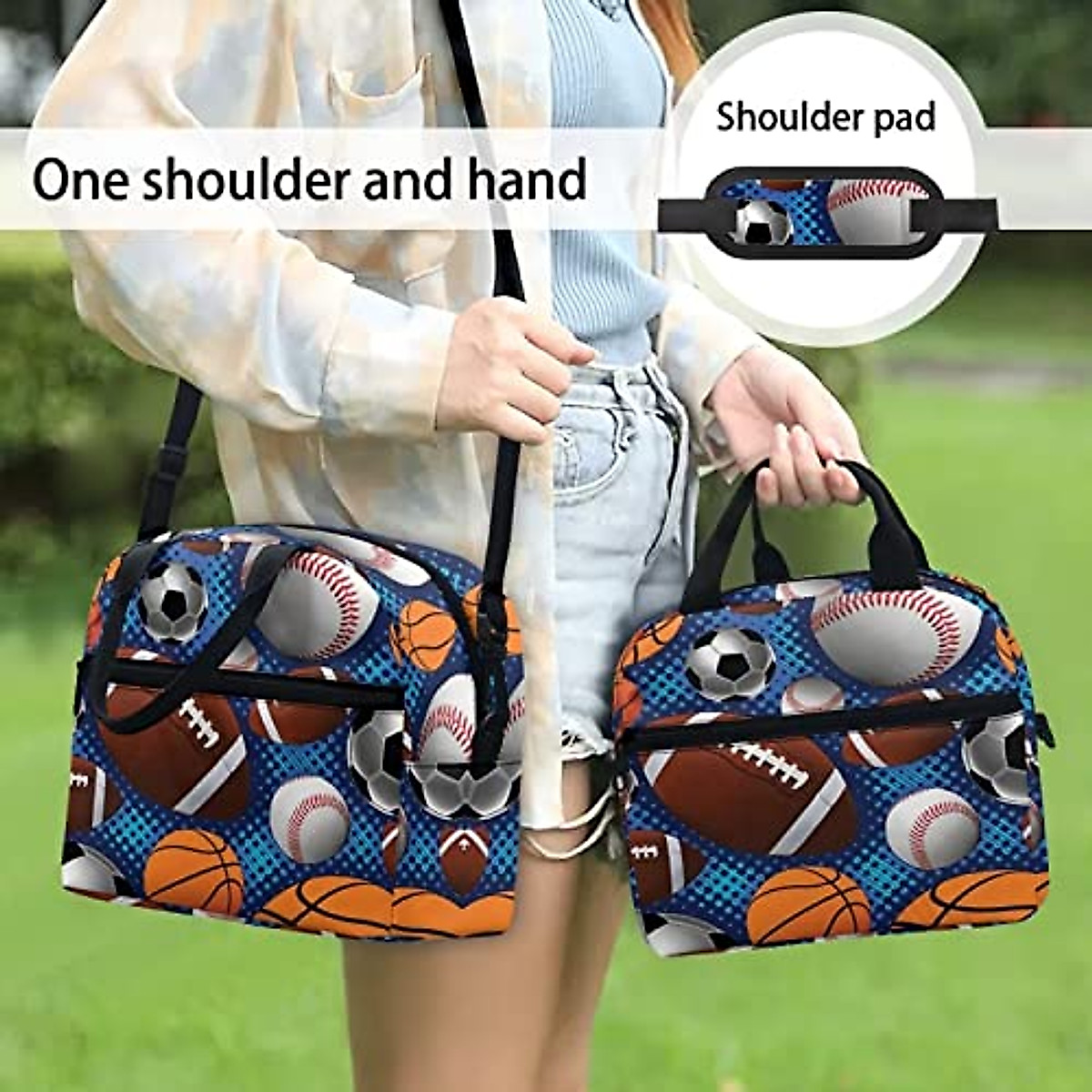 Rnyleeg Fire American Football Backpack 3 Piece Set School Bag Bookbag with Insulated Lunch Box And Pencil Case Set for Boys Girls,One Size