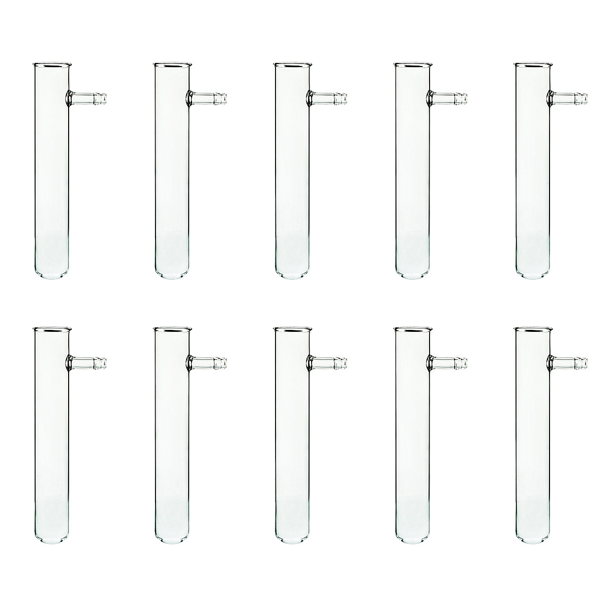 EISCO Test Tubes with Side Arm, Pack of 10, 6" (150mm) x 1" (24mm) Diameter, Borosilicate Glass 3.3