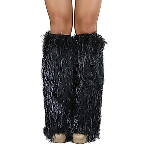 ToBeInStyle Women's Glitter Rave Leg Warmers - Black/Silver - OS