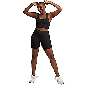 Hanes Women's Stretch Bike Cotton Athletic Inseam Shorts Coat, Black, XX-Large