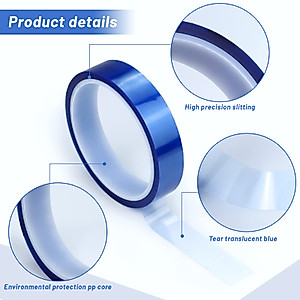 Fansunta 6 Rolls 20mm x 27m(90ft) Blue Heat Tapes, High Temperature Heat Resistant Tapes, Heat Transfer Tapes for Tumbler Sublimation Print Heat Sublimation Press No Residue and Heat Transfer Vinyl