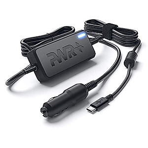 Pwr USB-C CAR Charger for Dell Latitude 11 12 13 5175 5285 5289 7275 7285 7370, Dell XPS 12 13 9370 9365, Dell Chromebook 11 3100 5190 - UL Listed 10 Ft Power Supply Cord 90W