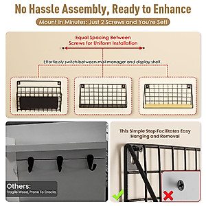 Baeymonkay Easy Installation Key Holder Wall Mount, Mail Organizer Mail Holder for Wall with 5 Hooks, Iron Key Hooks for Entryway Decor, Key Hanger, Key Rack, Matte Black（Single Mail）