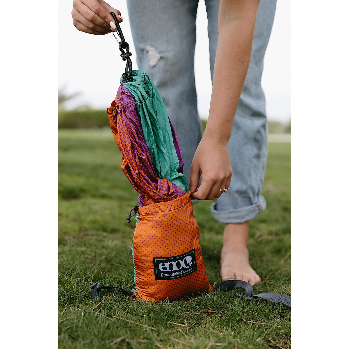 ENO DoubleNest Hammock - Lightweight, Portable, 1 to 2 Person Hammock - for Camping, Hiking, Backpacking, Travel, a Festival, or The Beach - Fade/Seaglass
