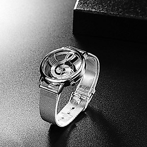 Unique Watch Musical Note Hollow Stainless Steel Mesh Strap Quartz Unisex Fashion Wrist Watch