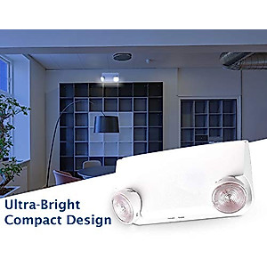 LABORATE LIGHTING Emergency Lights LED with Backup Battery, with Adjustable Heads, Commercial or Industrial Use, Pack of 2, Rechargeable Light Bulb, Indoor Hallway or Room Safety for Residential,