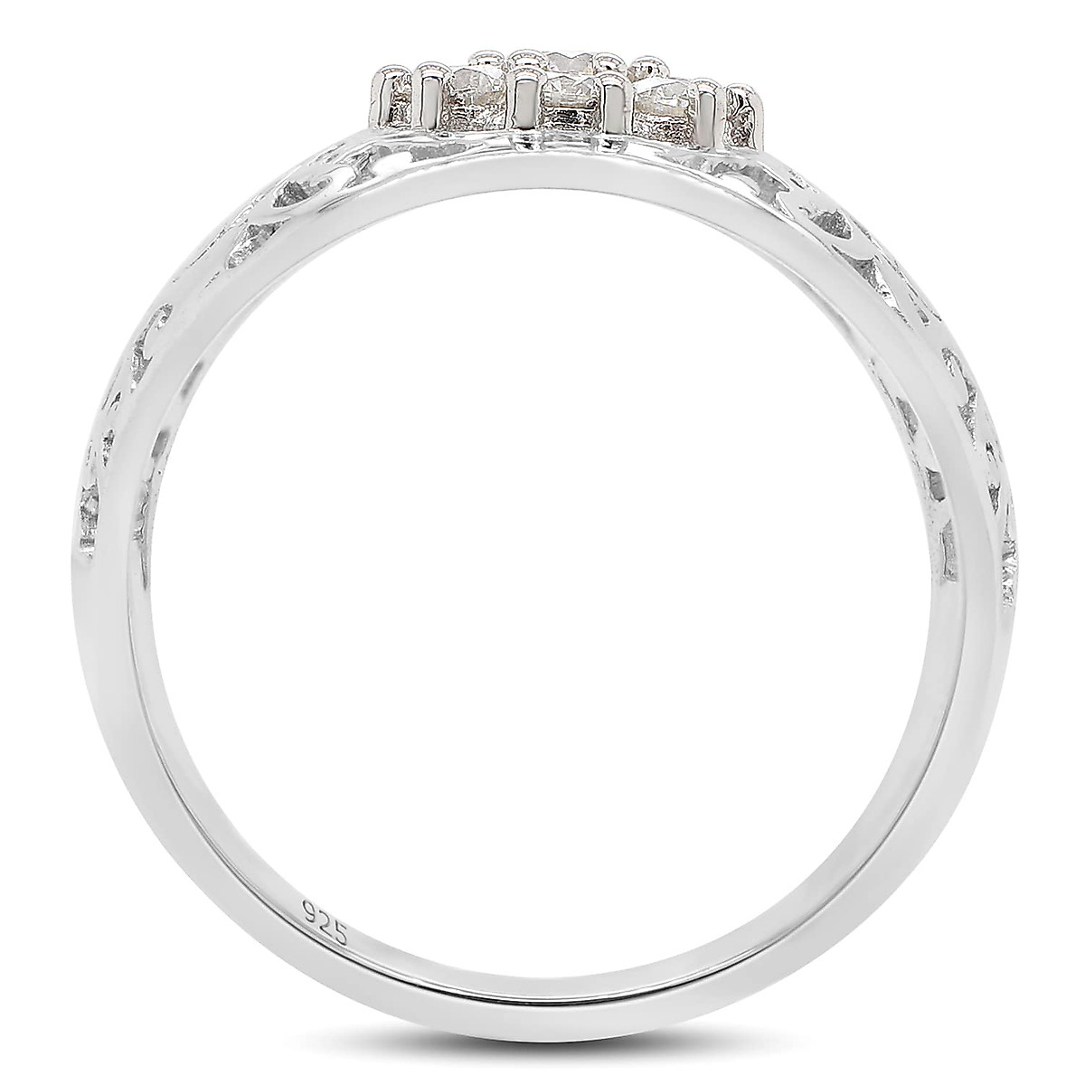 SAVEARTH DIAMONDS 2/5 cttw Round Cut Lab Created Moissanite Diamond Filigree Promise Engagement In 14K White Gold Over Sterling Silver Jewelry For Women (VVS1 Clarity, 0.40 Cttw)-10