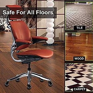 4in Heavy Duty Casters Wheel, Office Chair Caster Replacement Computer Chair Wheels Soft Rubber Heavy Duty,Protect for Hardwood Carpet Tile,5 Set,Universal Standard Stem 12x30mm