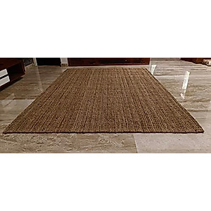 Natural Jute Boucle 6'x9' Doormat 6ft x 9ft 6x9, Hand Woven & Reversible for Living Room Kitchen Entryway Rug, Jute Burlap Braided Rag Rug, Farmhouse Rag Rug, Rustic Rug, Natural Look Rug