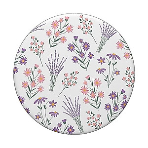 Purple Lavender Flower Botanical Pink Floral Aesthetic White PopSockets Standard PopGrip