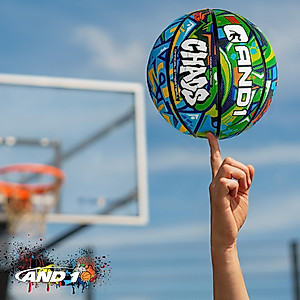 AND1 Chaos Rubber Basketball: Official Regulation Size 7 (29.5 inches) Rubber Basketball - Deep Channel Construction Streetball, Made for Indoor Outdoor