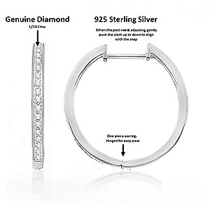 NATALIA DRAKE 1/10 Cttw Small Hoop Diamond Earrings for Women in Rhodium Plated 925 Sterling Silver