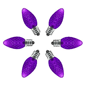 yongzhenlite UL Listed Box of 25 C7 Led Replacement Bulbs,2 SMD LEDs in Each C7 Dimmable Lights Bulb for Outdoor String Lights,Full Waterproof and Break Resistant (Purple Color)