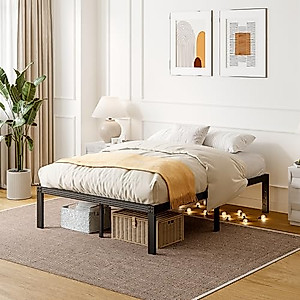 ZIYOO Twin XL Bed Frames with Heavy Duty Steel Slat, 14 Inches Platform Bed Frame, Non-Slip Design, No Box Spring Needed, Easy Assembly, Quiet Noise Free, Under Bed Storage Space, Black