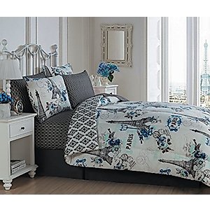 Geneva Home Fashion Cherie Blue Bed in a Bag Set, Queen