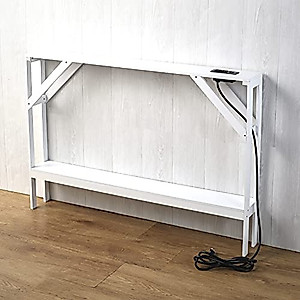 Skinny Sofa Table with Outlet - Modern Accent Table with White Finish