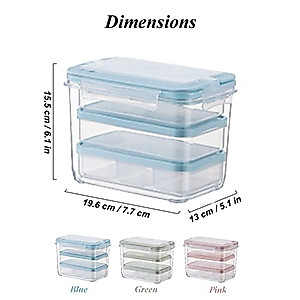 amokk Lunch Containers for Adults with Lids Portable Bento Lunch Box Large Capacity Salad Container for Lunch BPA Free (Blue)